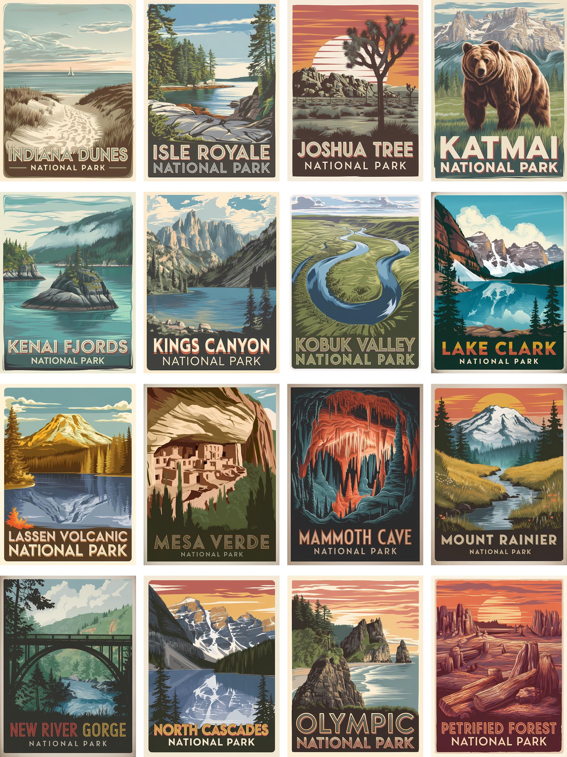 All Set of 63 US National Park Travel Posters, Digital Download, Wall ...