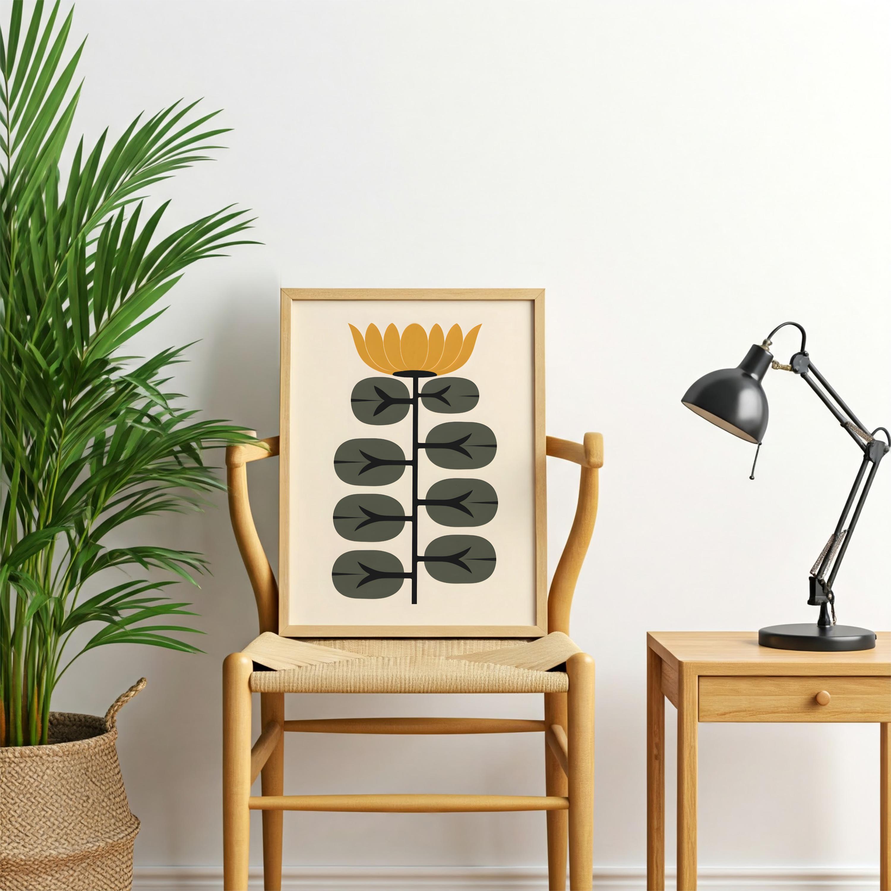 Vintage Retro Floral Print, Sunflower Poster, Abstract Eclectic ...
