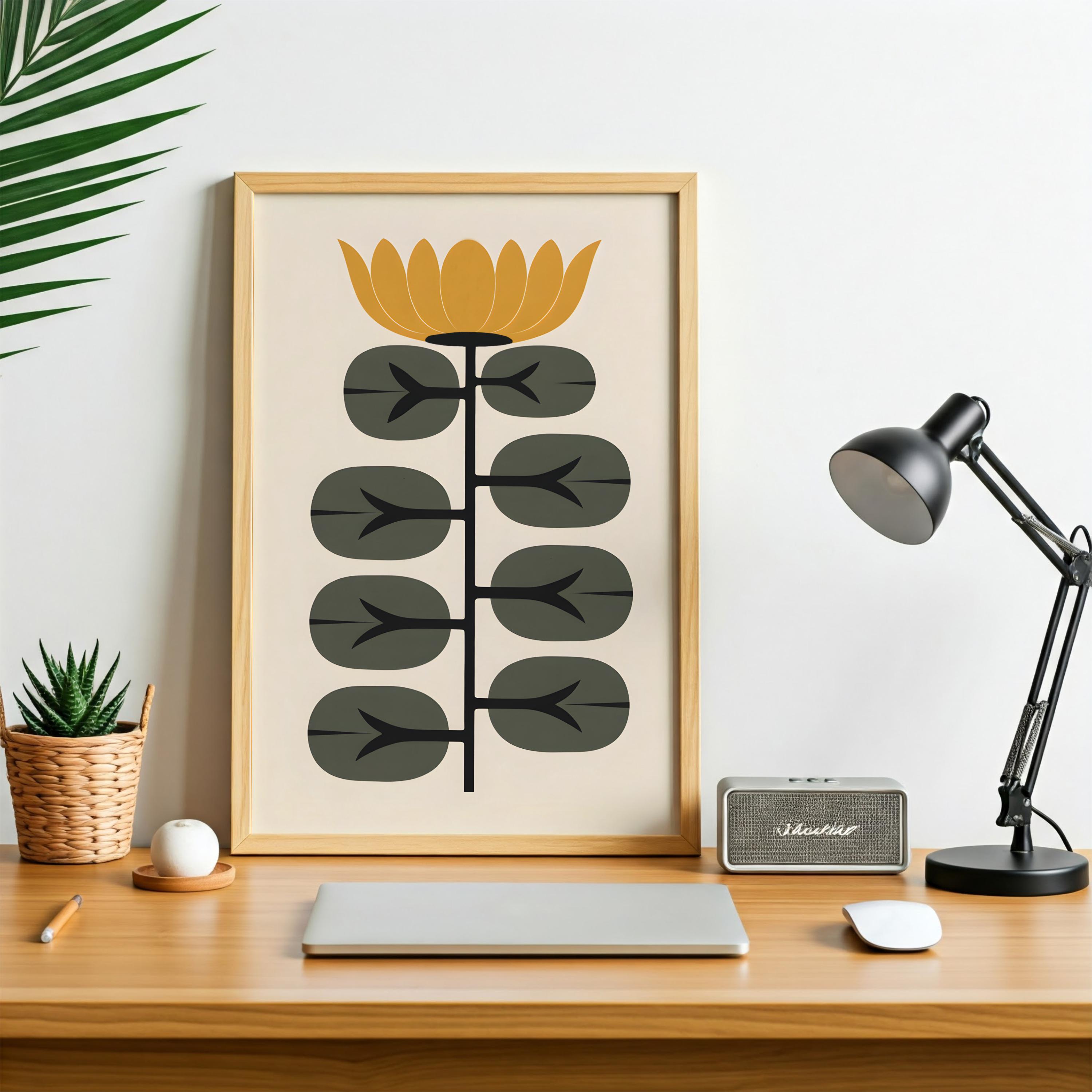 Vintage Retro Floral Print, Sunflower Poster, Abstract Eclectic ...