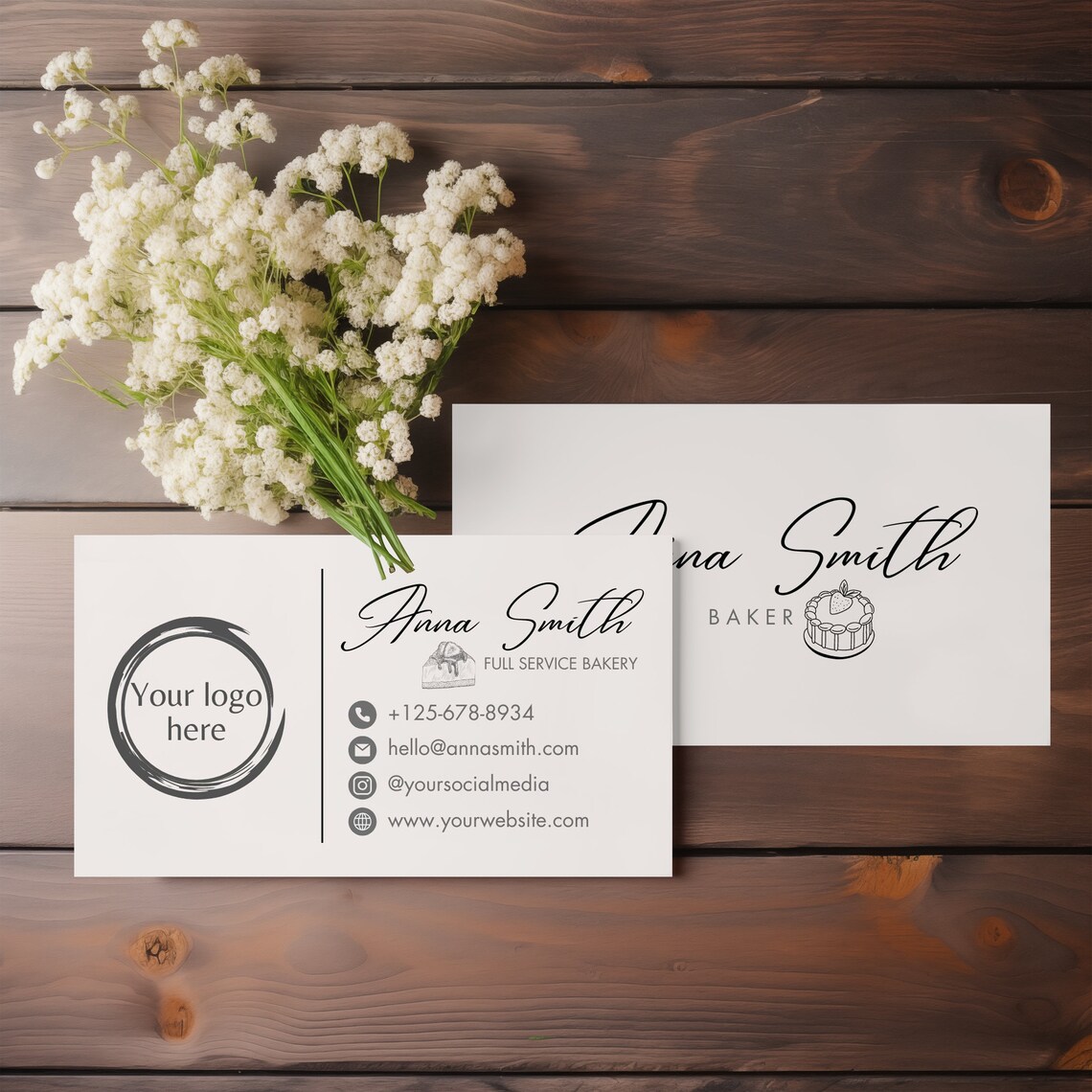 Baking Business Card Template, Baker Calling Card, Baker Business Card ...