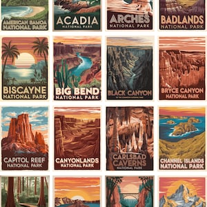 All Set of 63 US National Park Travel Posters, Digital Download, Wall ...