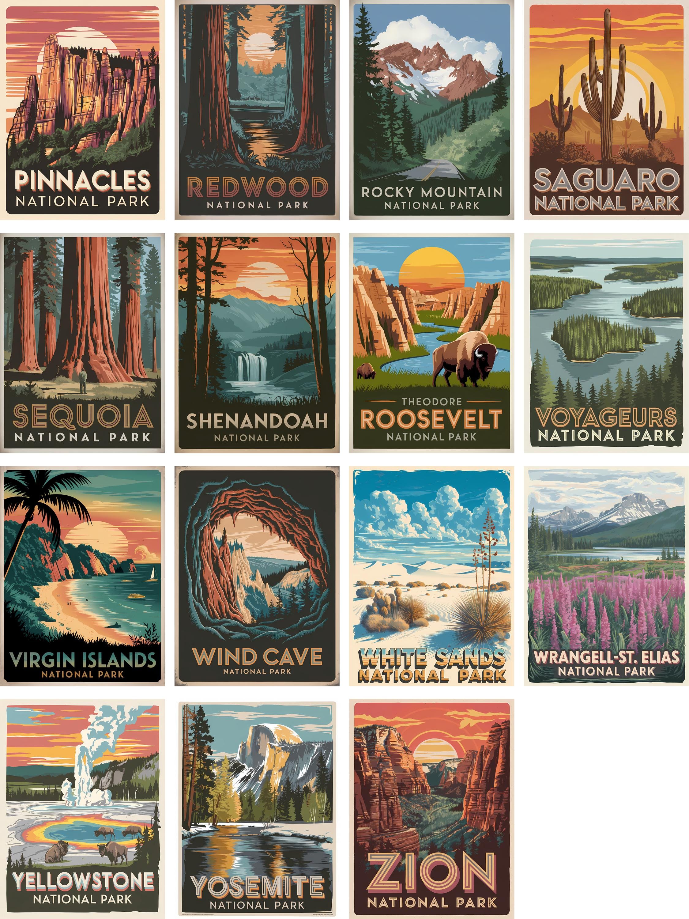 All Set of 63 US National Park Travel Posters, Digital Download, Wall ...