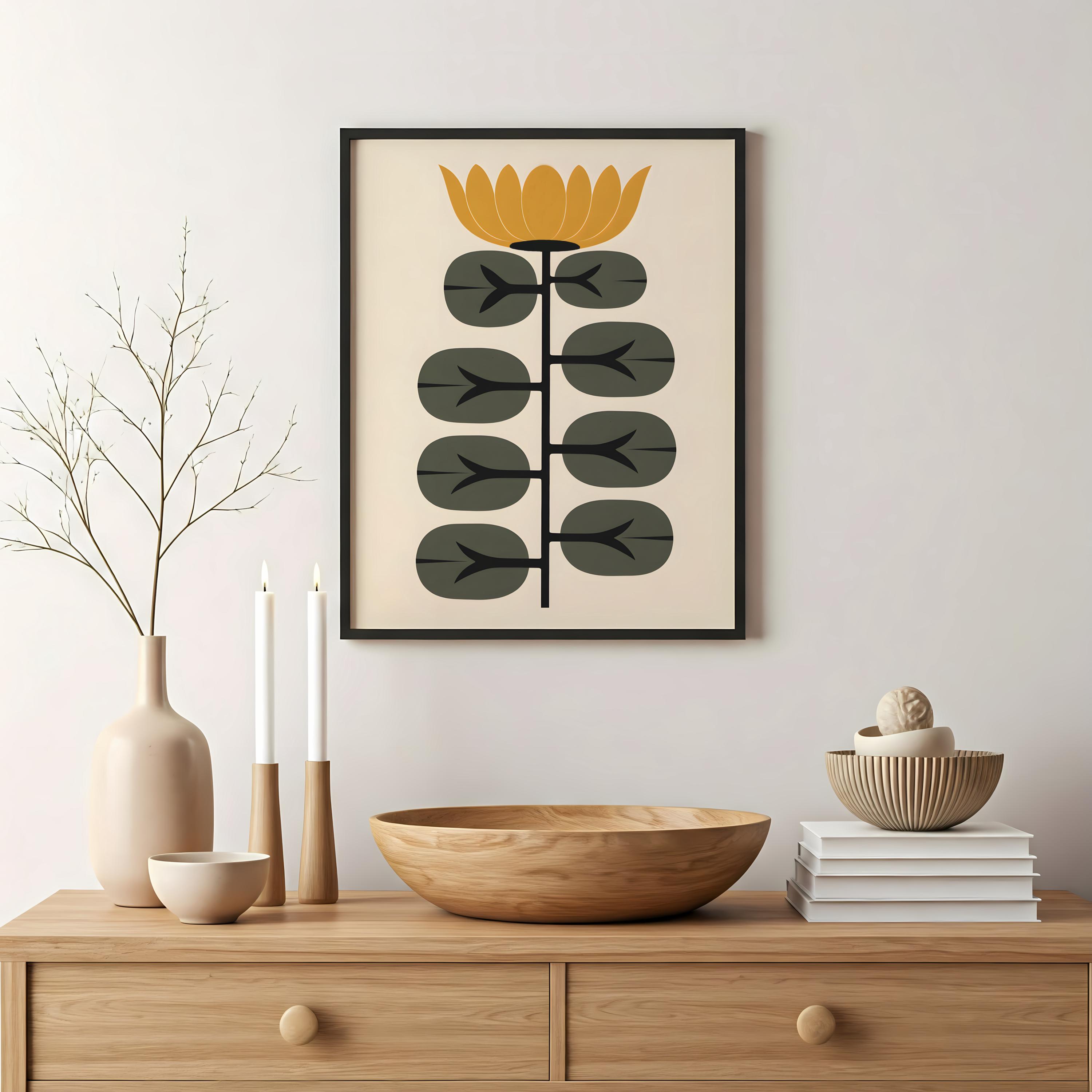 Vintage Retro Floral Print, Sunflower Poster, Abstract Eclectic ...