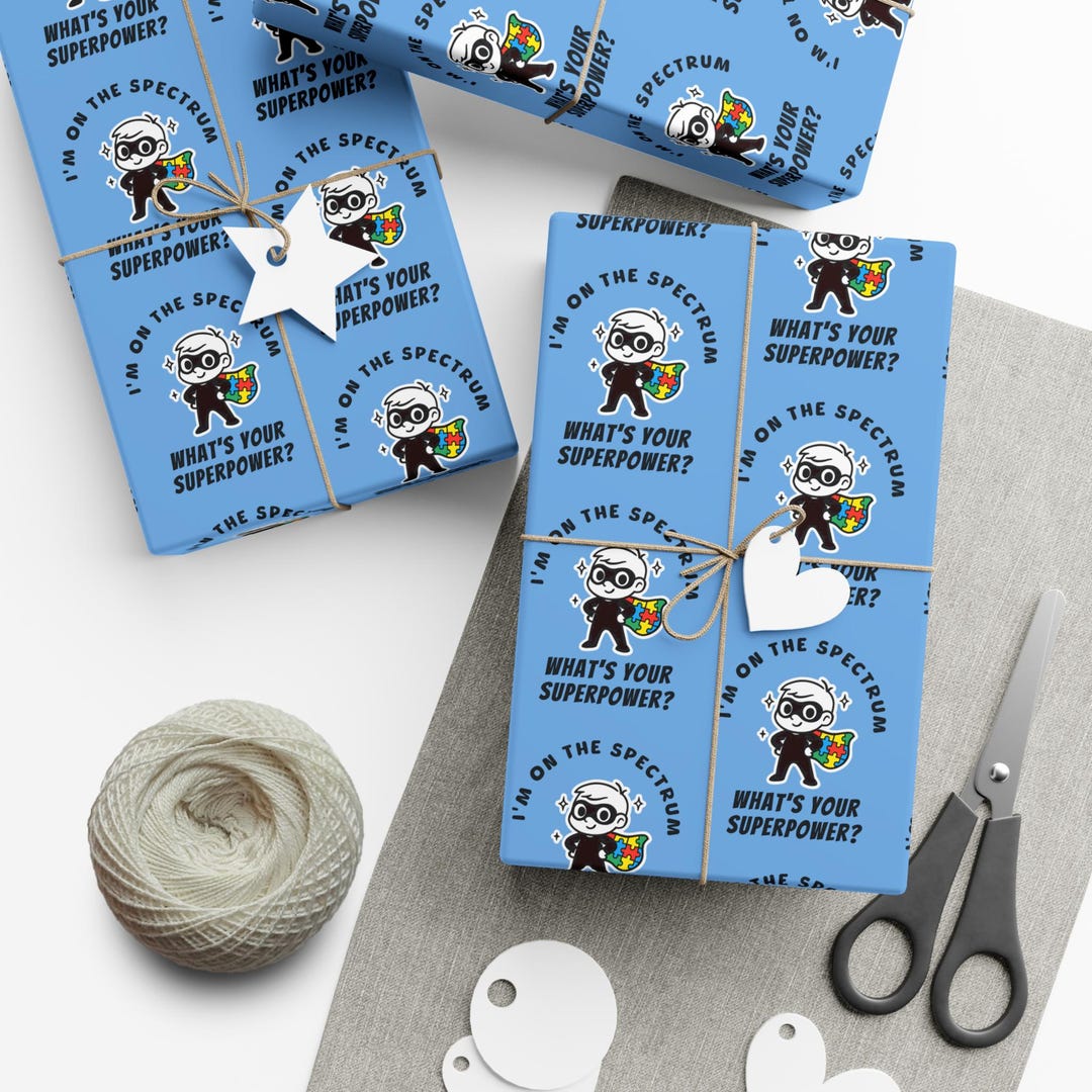 Autism Superhero Gift Wrap Paper, Neurodiversity Wrapping Paper ...