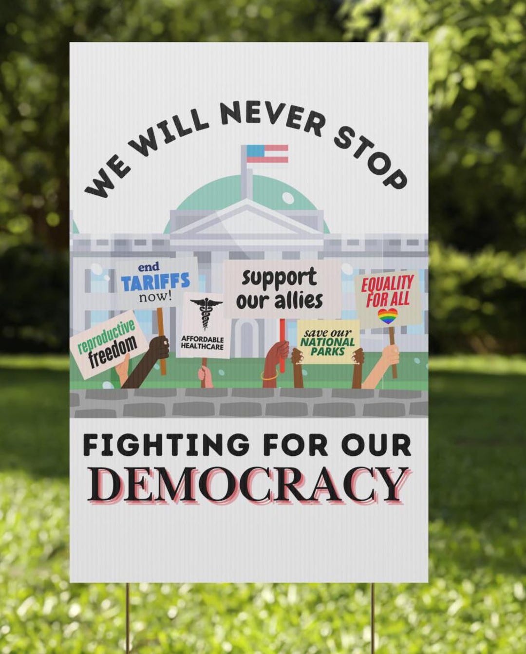 Anti-trump Political Yard Sign, No Kings Protest March Sign, Political ...