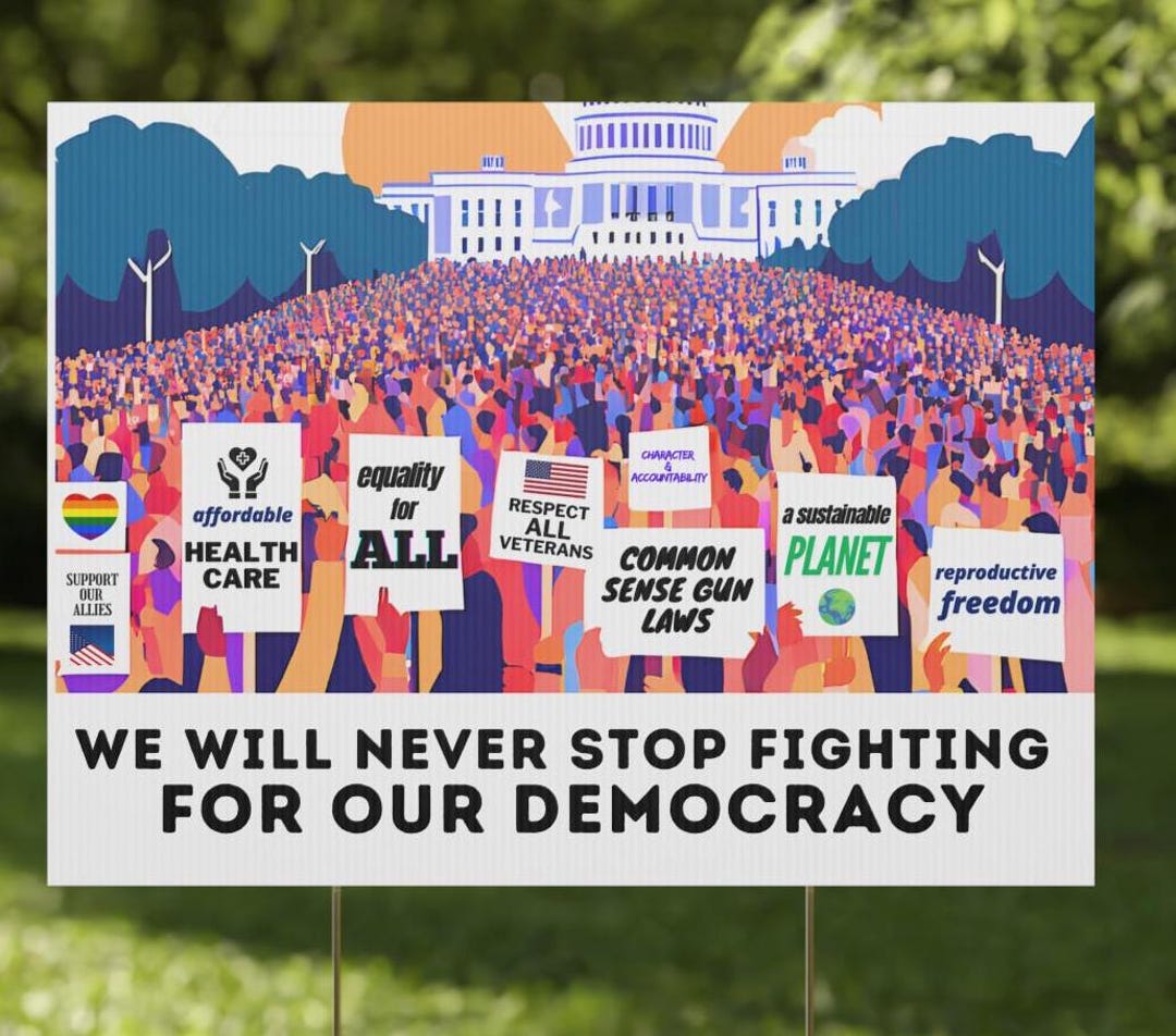 Anti-trump Political Yard Sign, No Kings Protest March Sign, Political ...