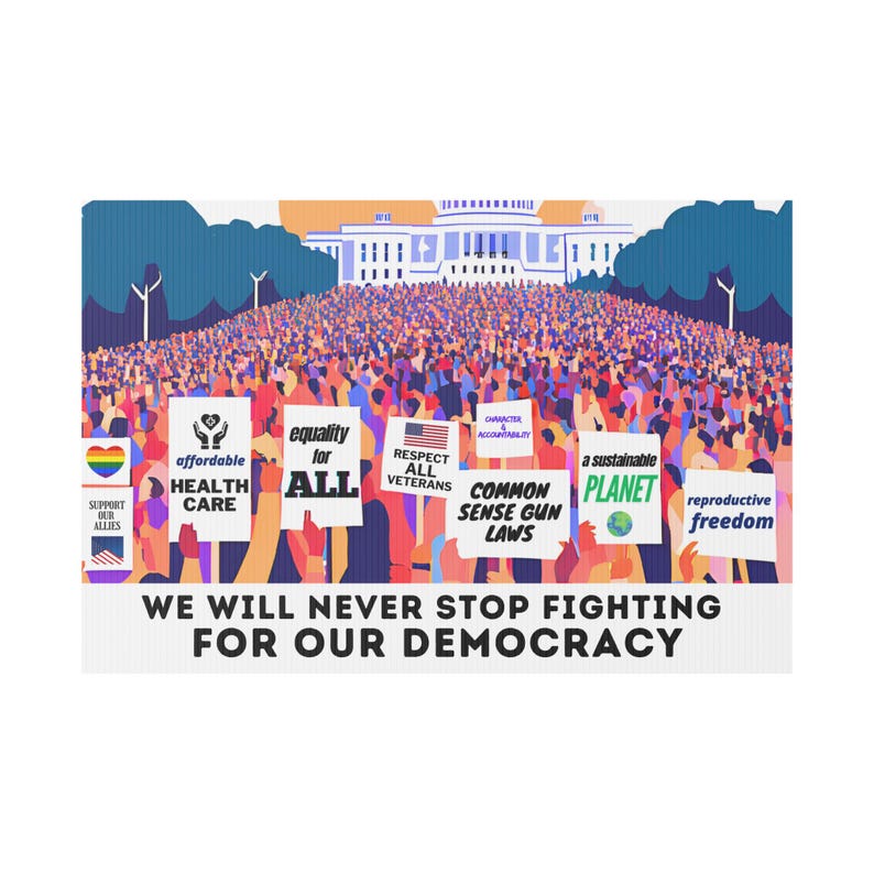 Anti-trump Political Yard Sign, No Kings Protest March Sign, Political ...