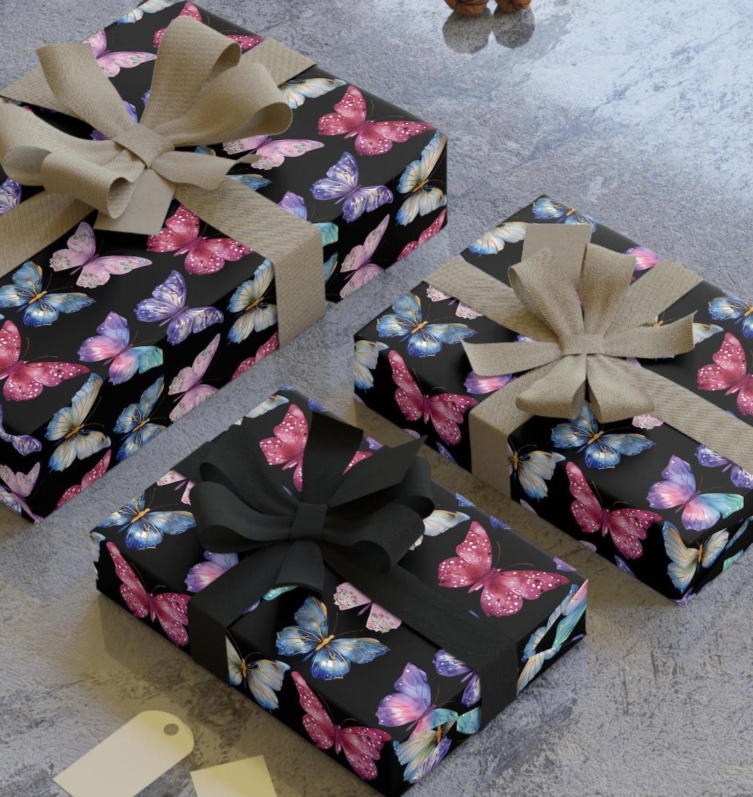 Butterfly Wrapping Paper, Vintage Butterfly Gift Wrap, 1pc, Holiday ...