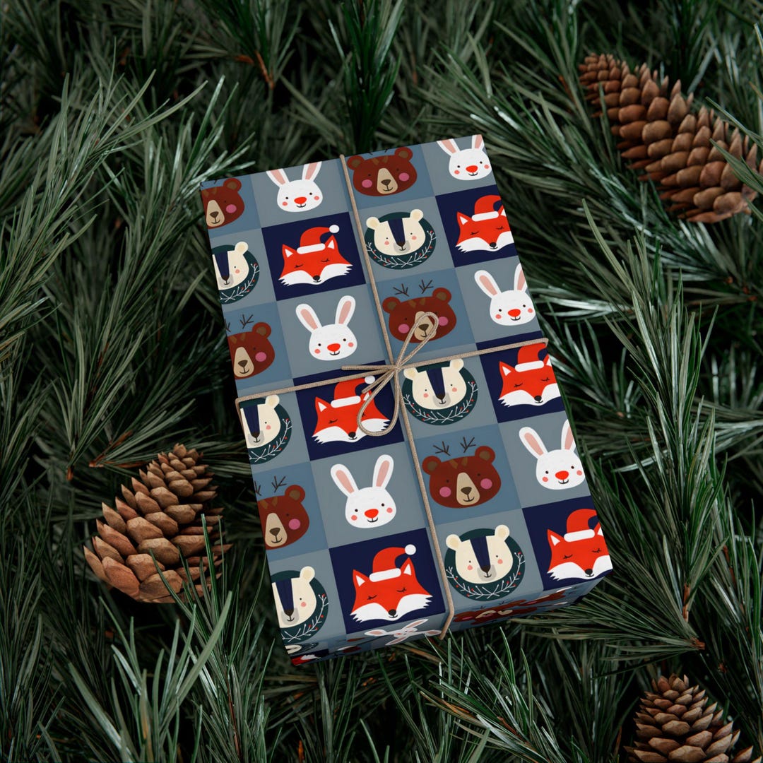 Forest Animals Gift Wrap Paper, Baby Animal Wrapping Paper, Fox Bunny ...