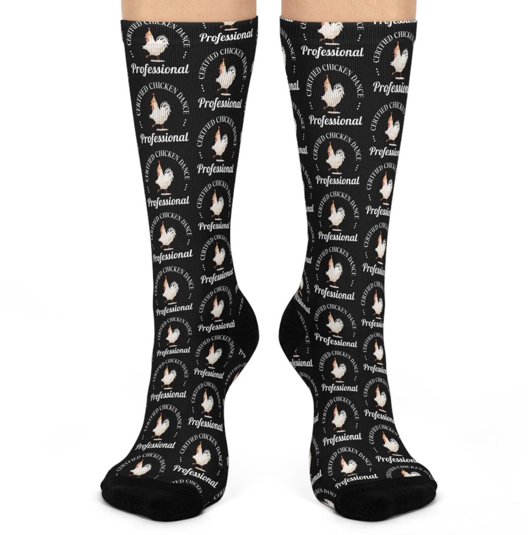 Chicken Dance Socks, Novelty Polish Socks, Black Polka Crew Socks, Gift ...