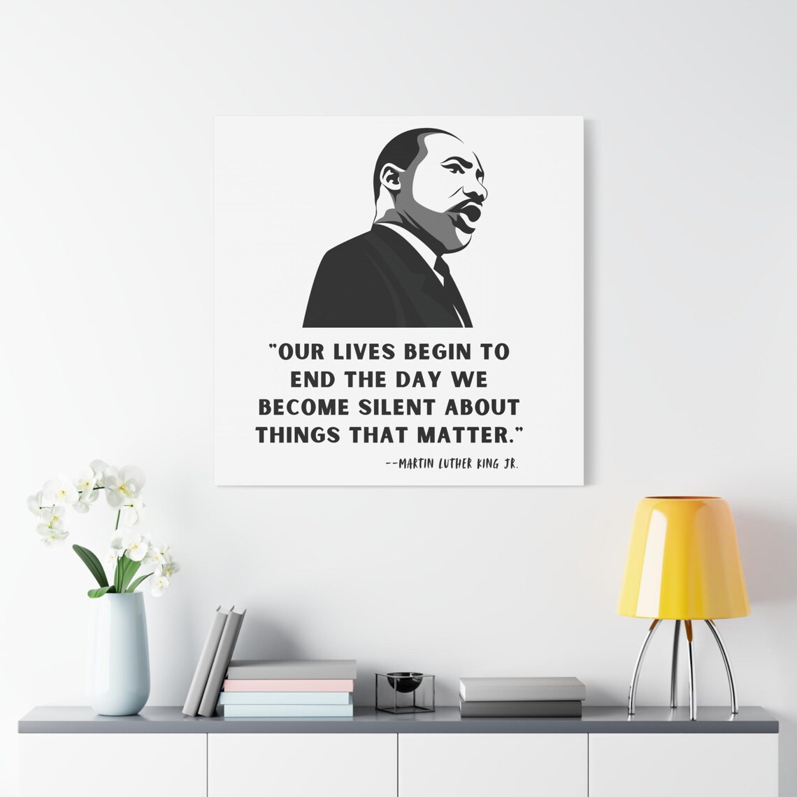 MLK Jr Canvas Print, Social Justice Artwork, MLK Quote Decor, Matte ...
