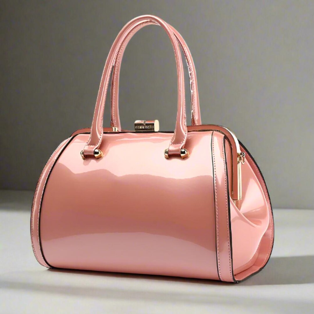 Classic Patent Leather Designer Handbag Gemstone Cluster Kiss Lock ...