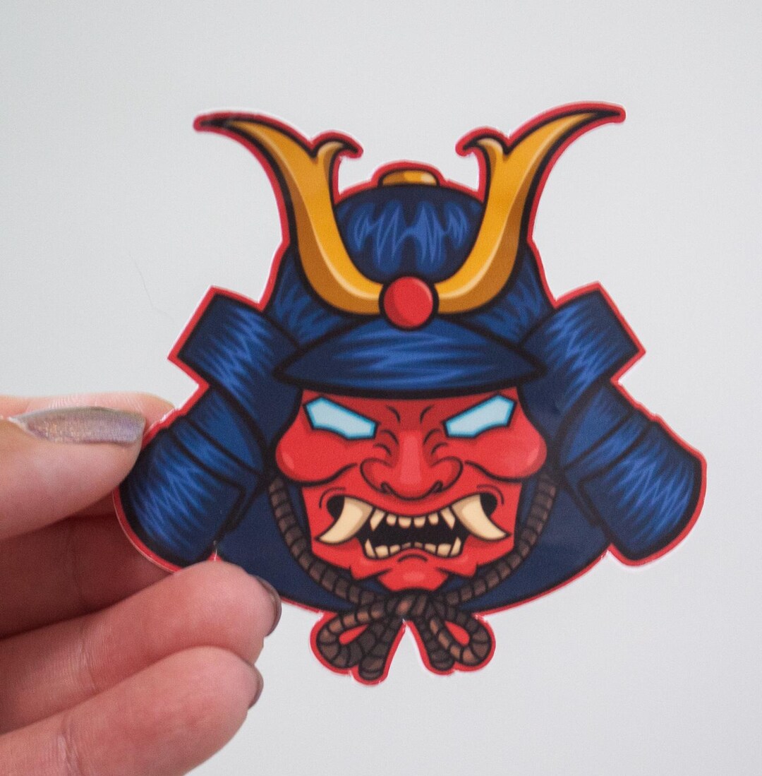 Easy Peel Oni Mask Samurai Waterproof Vinyl Sticker - Etsy