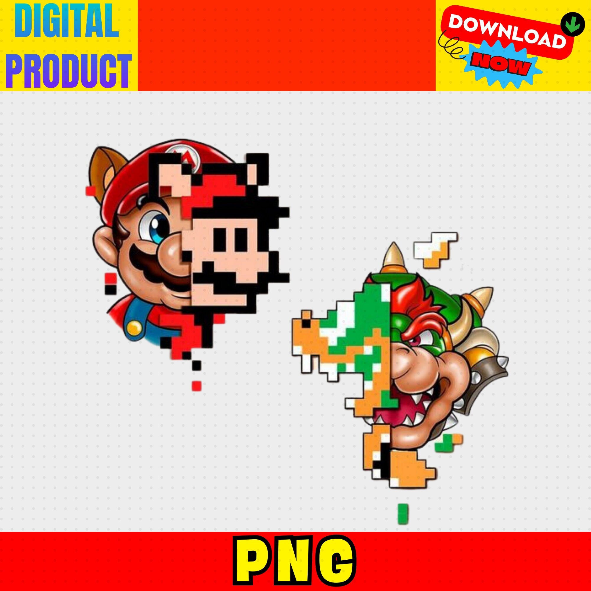 Super Mario and Bowser Face Pixel Art Png,super Mario 32 Bit Png,bowser ...