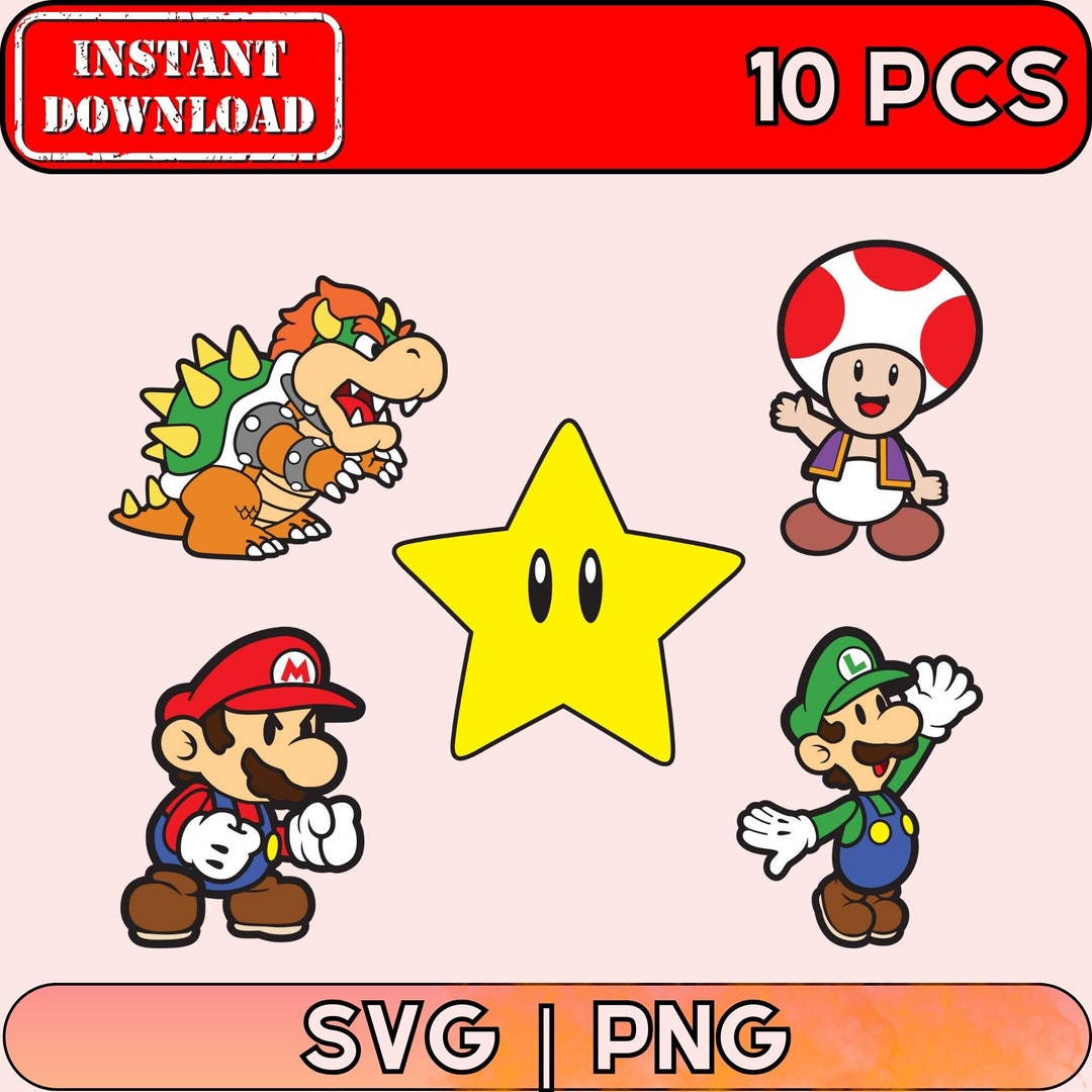 Super Mario Characters Png Svg Bundle 10 Pcs,super Mario Party Svg ...