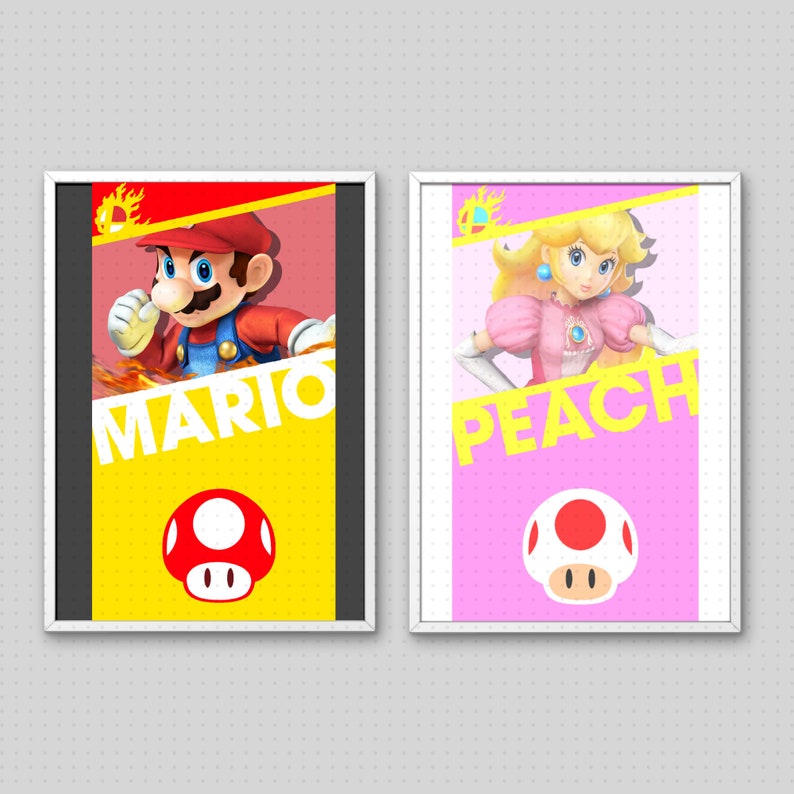Super Mario Characters Poster Design Png Bundle 12 Pcs Mario Luigi
