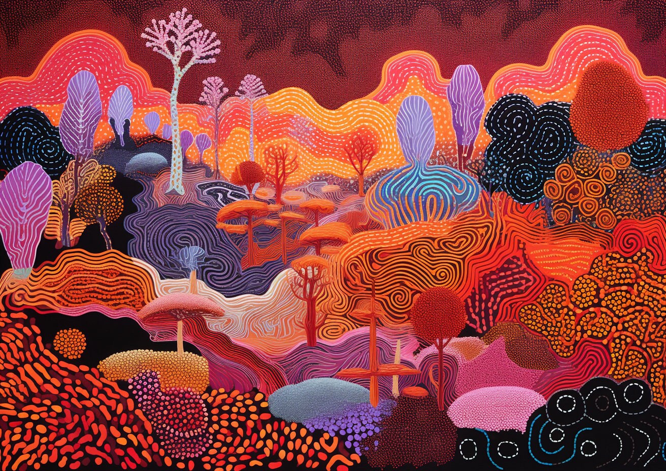 Aboriginal Landscape Art Print Patterns Art Print Wall Art Print Art ...