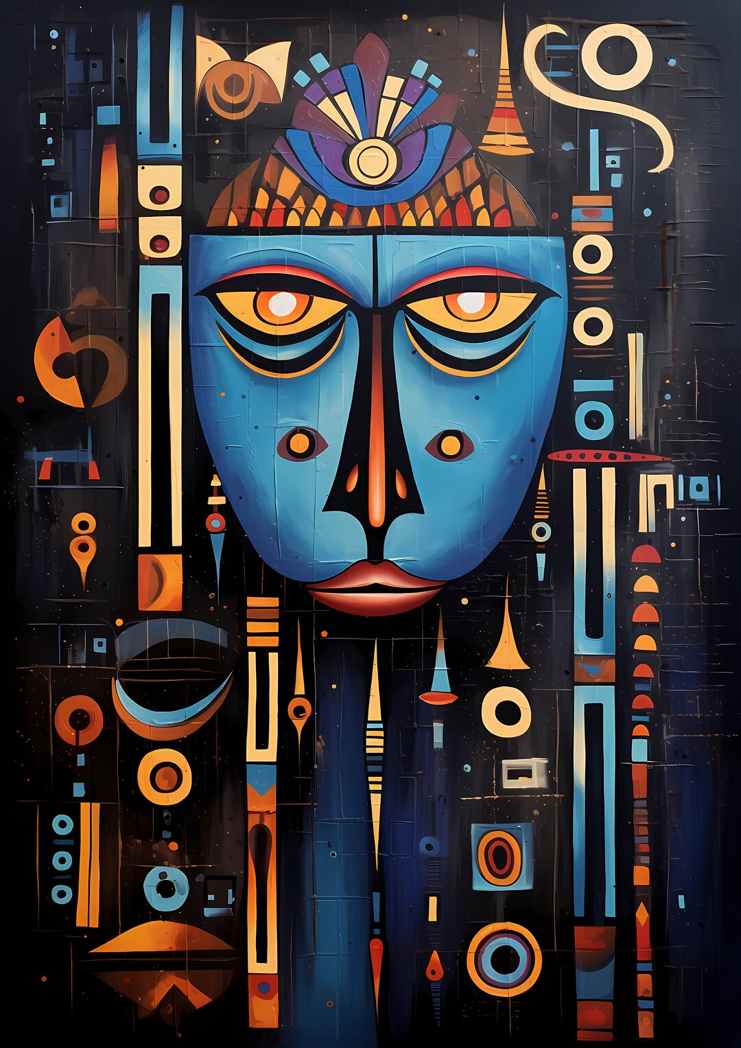 The Blue Face Wall Art Print UNIQUE ART Home Art Gift Contemporary Art ...