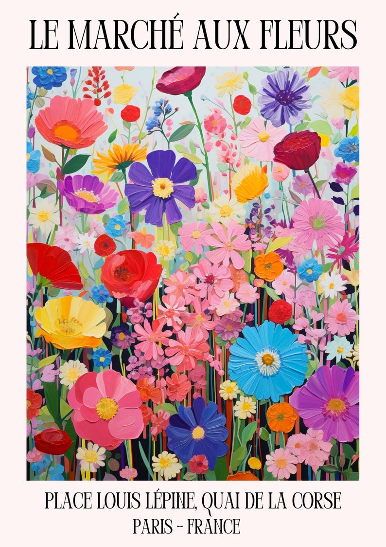 Paris Flower Market Poster, Floral Prints, Poster Art, Vintage Wall ...