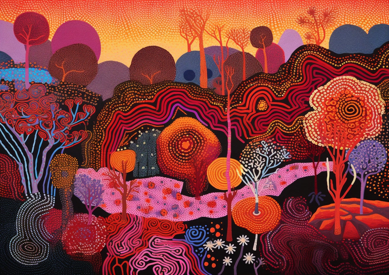 Aboriginal Landscape Art Print Patterns Art Print Wall Art Print Art ...