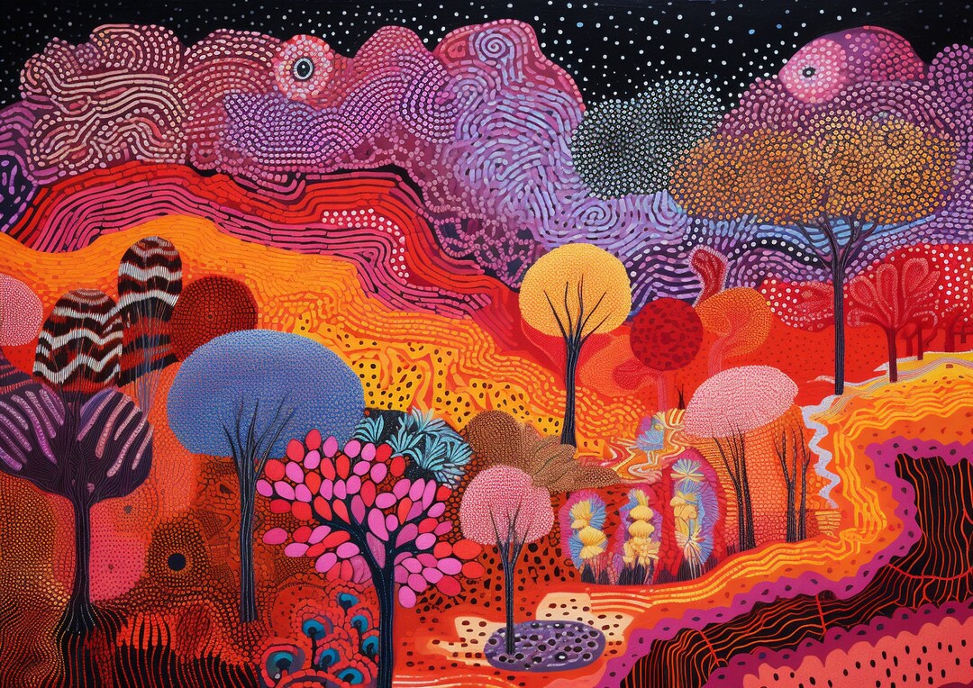 Aboriginal Landscape Art Print Patterns Art Print Wall Art Print Art ...