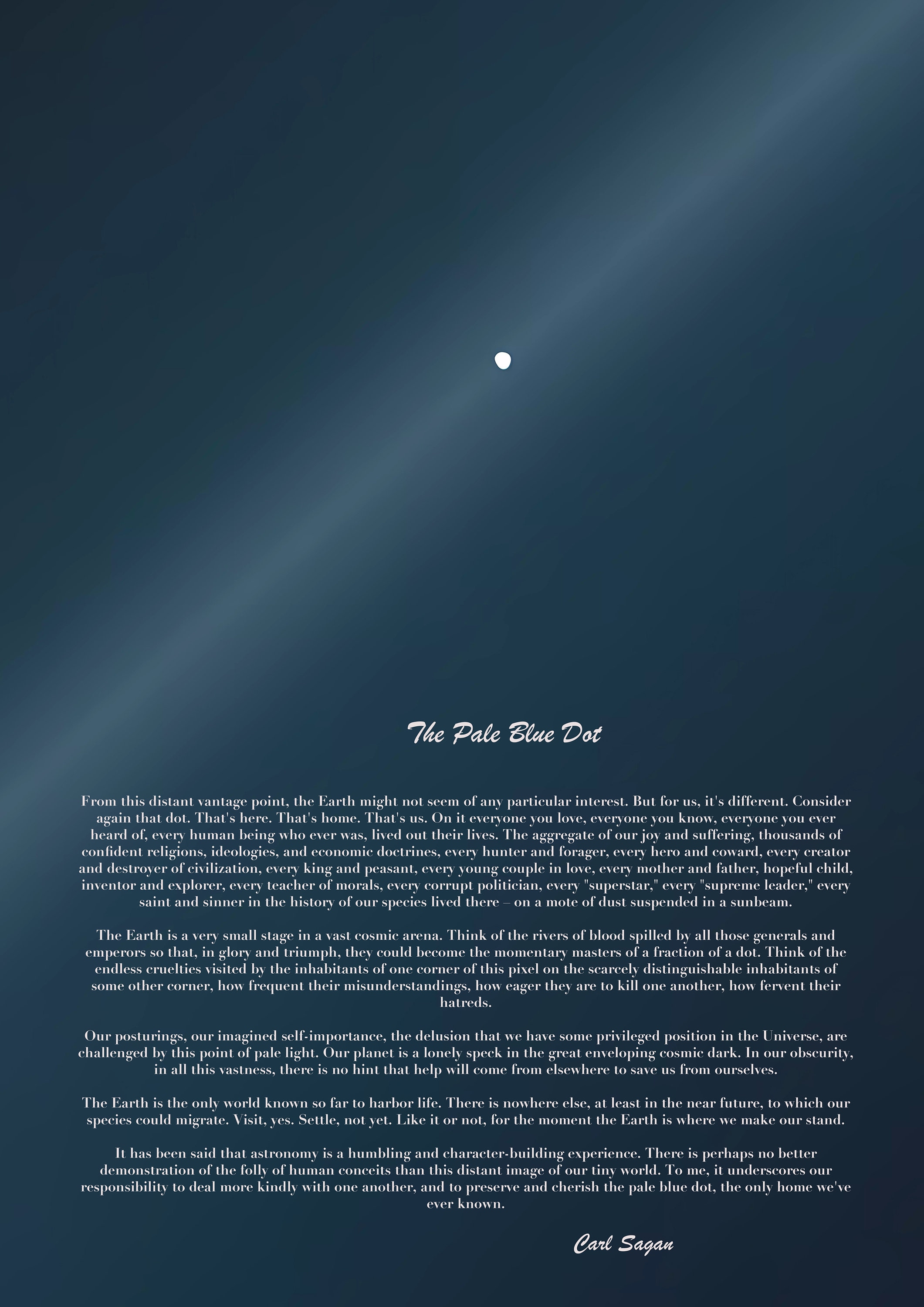 The Pale Blue Dot by Carl Sagan Voyager 1 Photograph Carl - Etsy