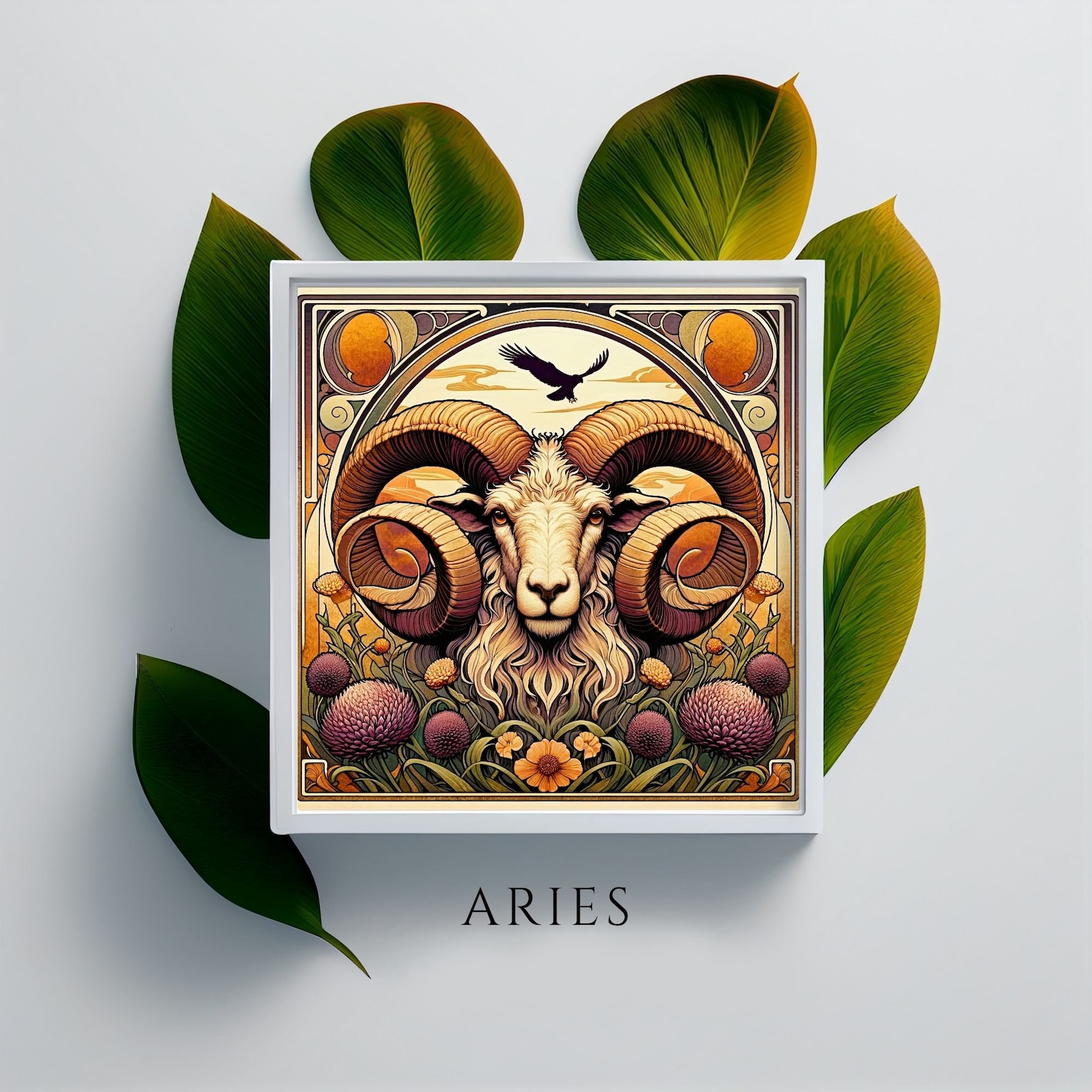 Zodiac Aries Art Giclée Print Astrology Artwork in an Art Nouveau Style ...