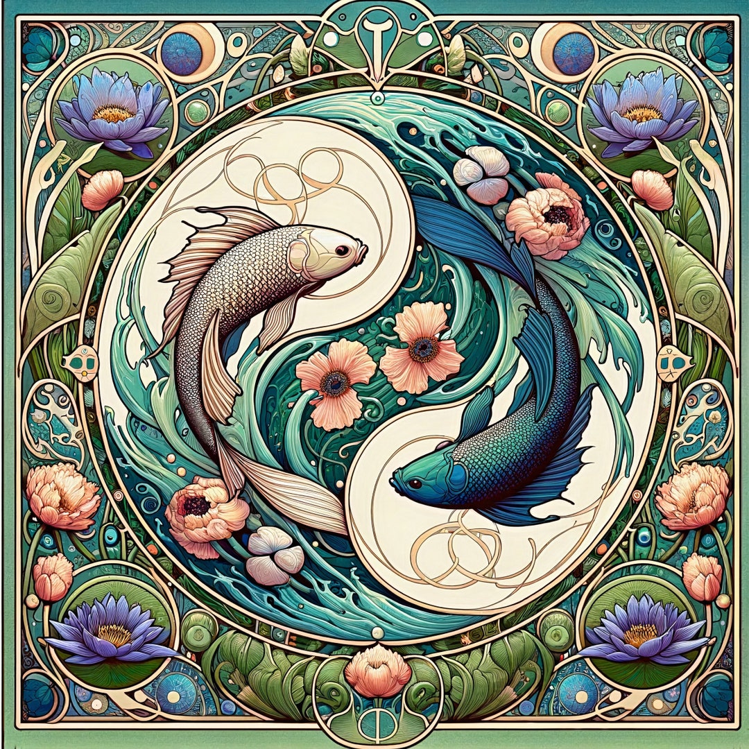 Zodiac Pisces Art Giclée Print Astrology Artwork in an Art Nouveau Style, Gift for Horoscope ...