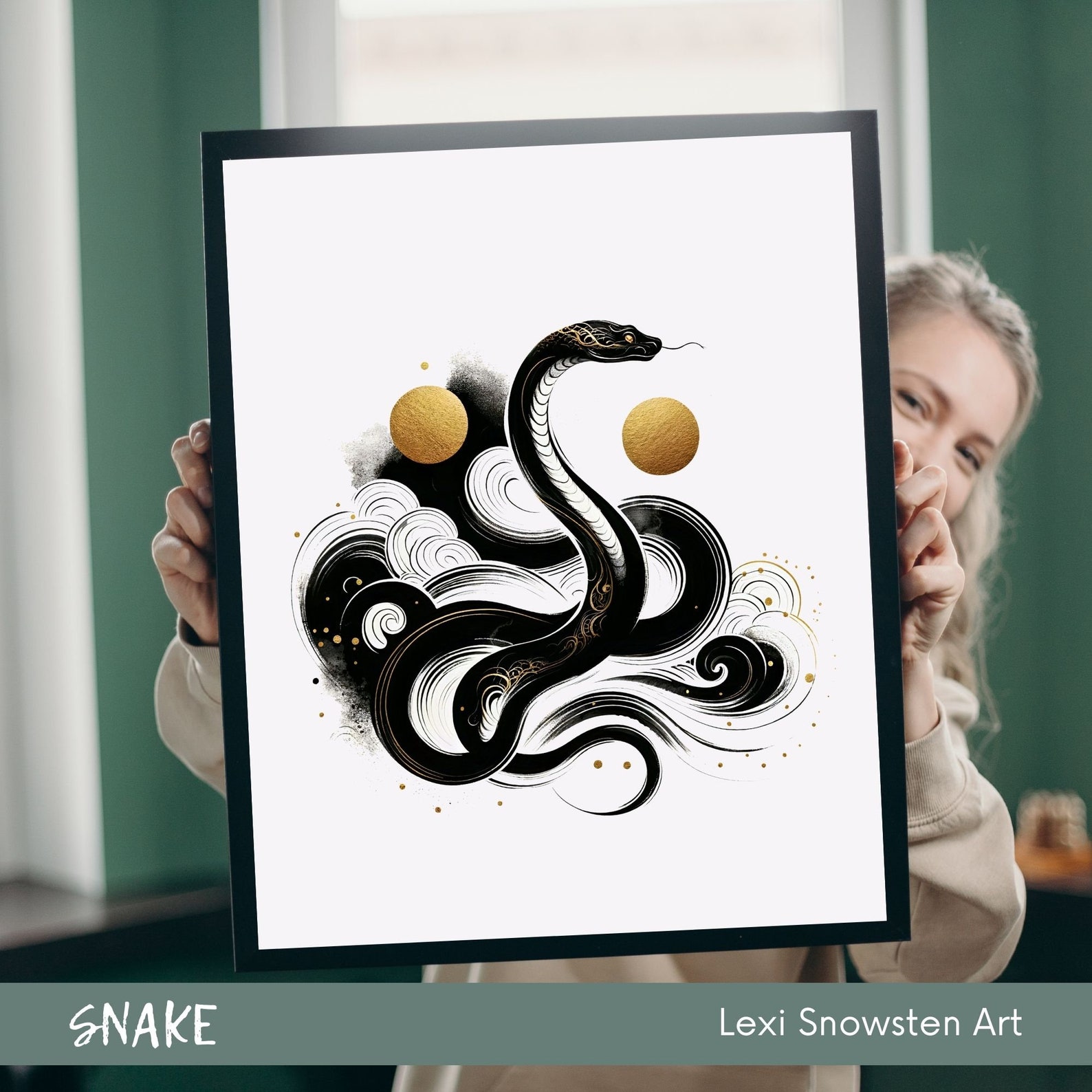 Chinese New Year Zodiac Snake Art Digital Download Print Contemporary ...