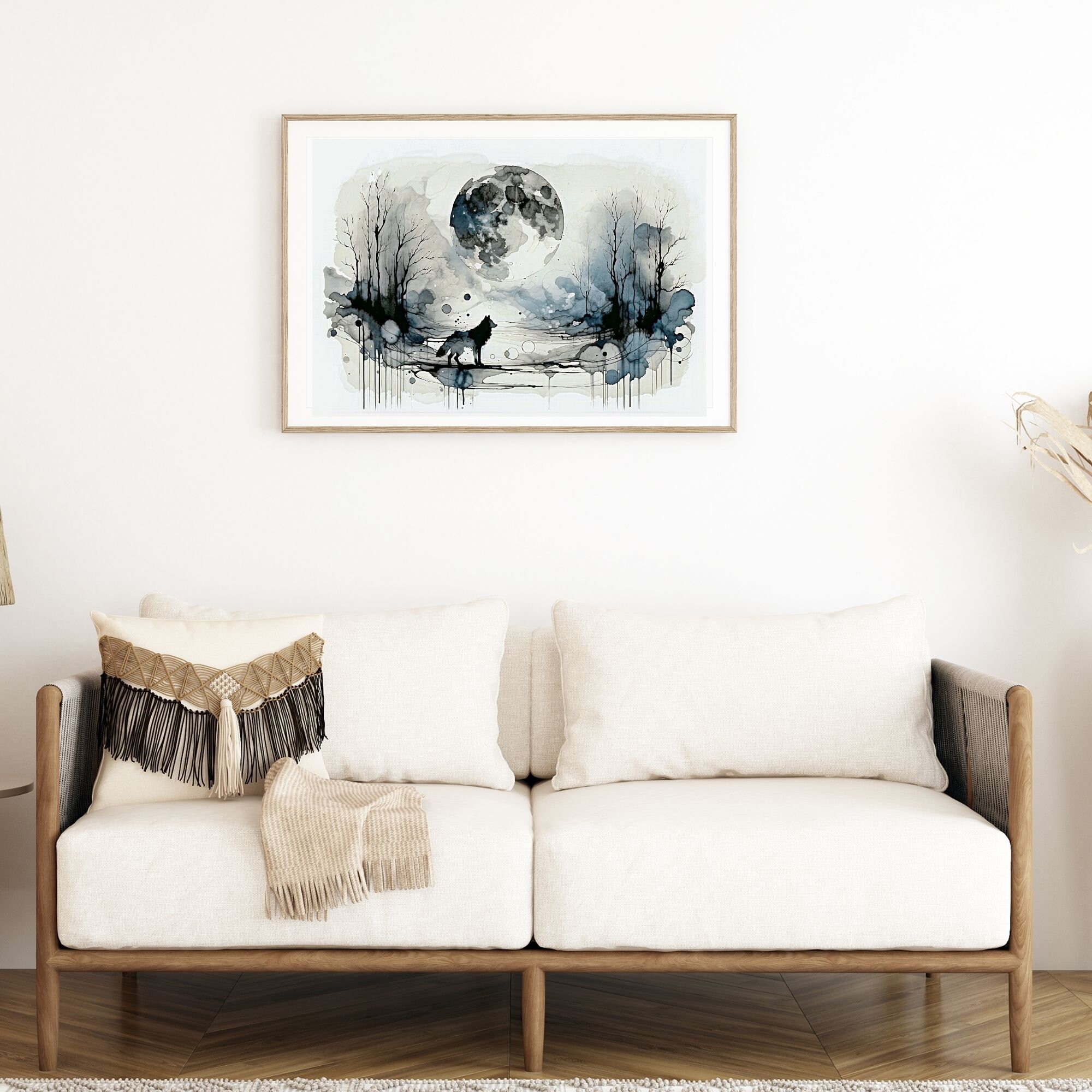 Full Moon Painting - Digital Download Print - Abstract Watercolour ...