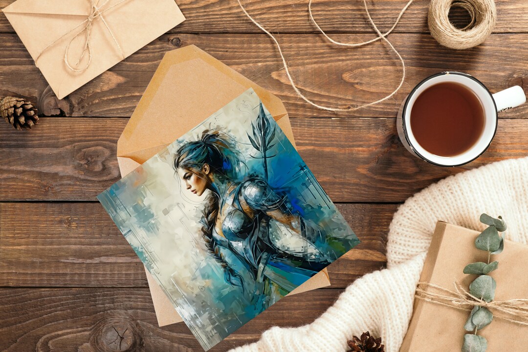 Athena, Greek Goddess of Wisdom and Strategy, Impressionist Abstract ...