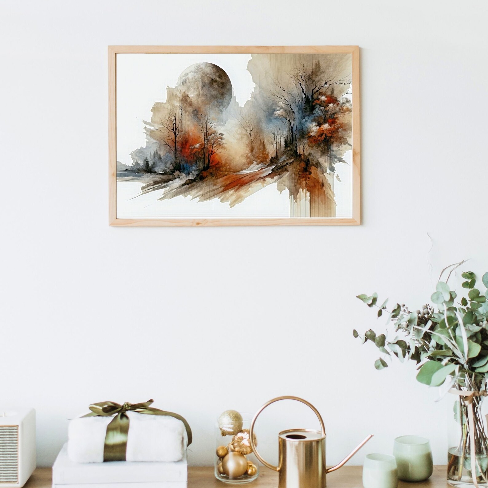 Full Moon Painting - Digital Download Print - Abstract Watercolour ...