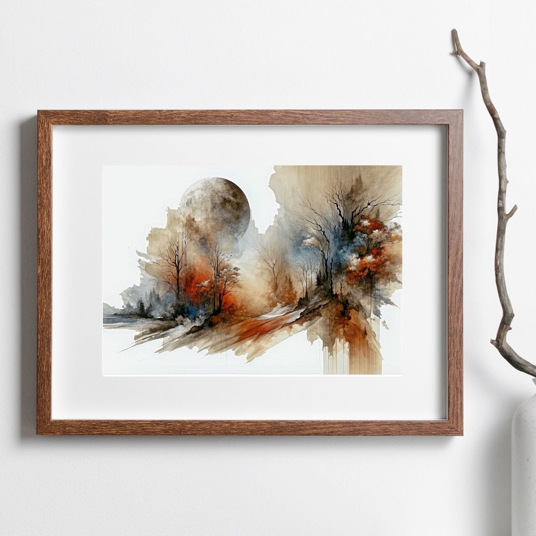 Full Moon Painting - Digital Download Print - Abstract Watercolour ...