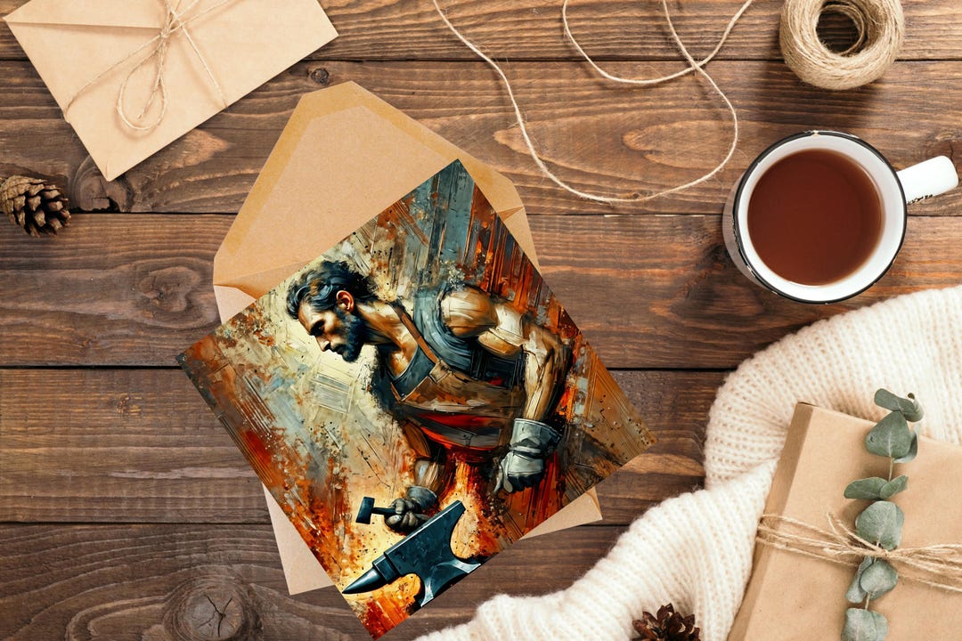 Hephaestus Greek God of Fire and Smithing Greeting Card - Impressionist ...