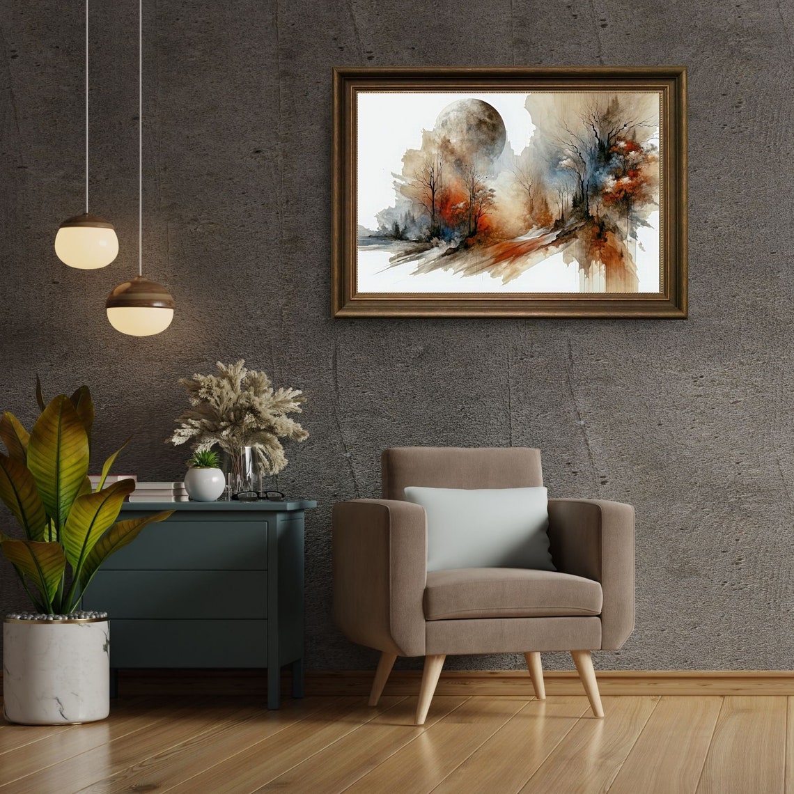 Full Moon Painting - Digital Download Print - Abstract Watercolour ...