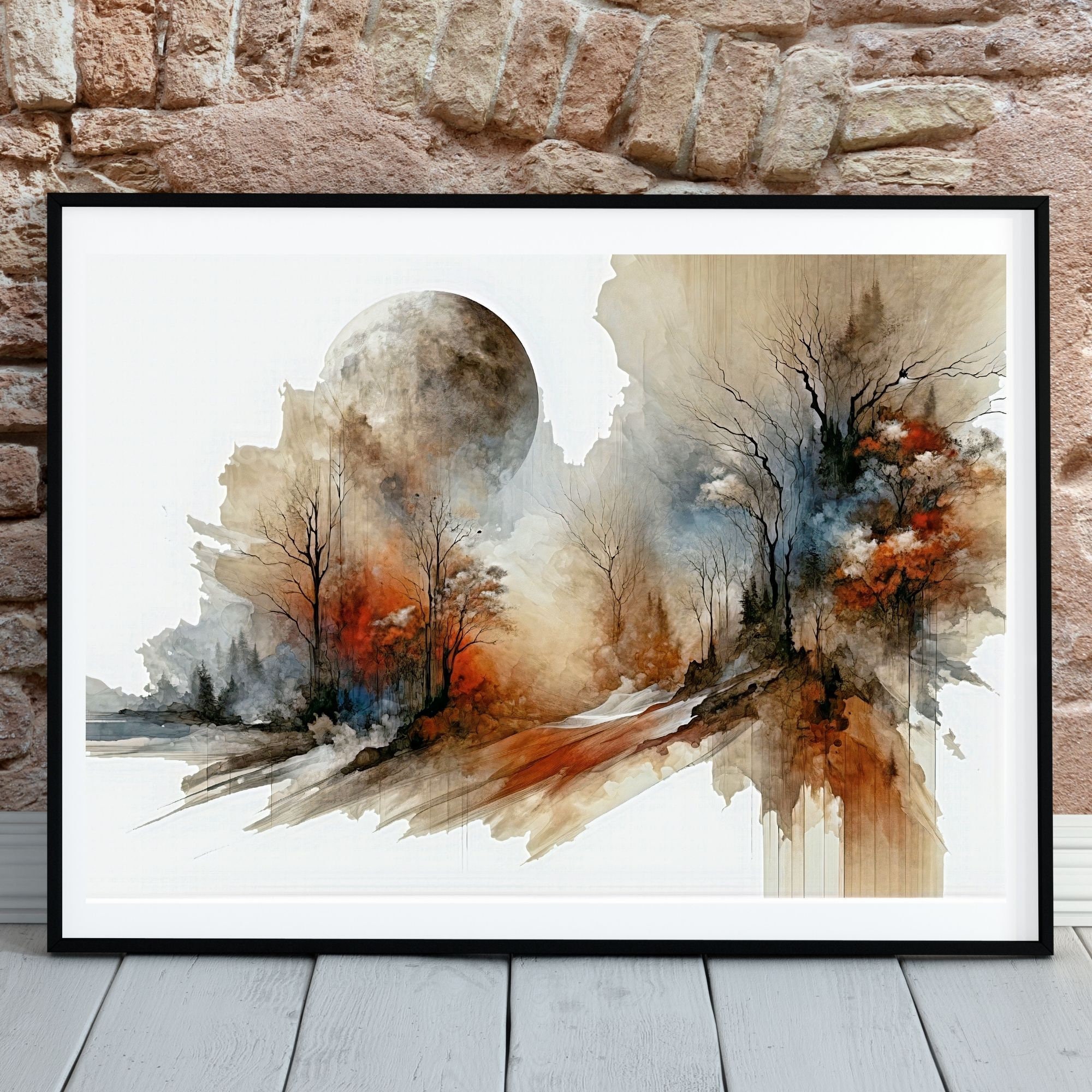Full Moon Painting - Digital Download Print - Abstract Watercolour ...