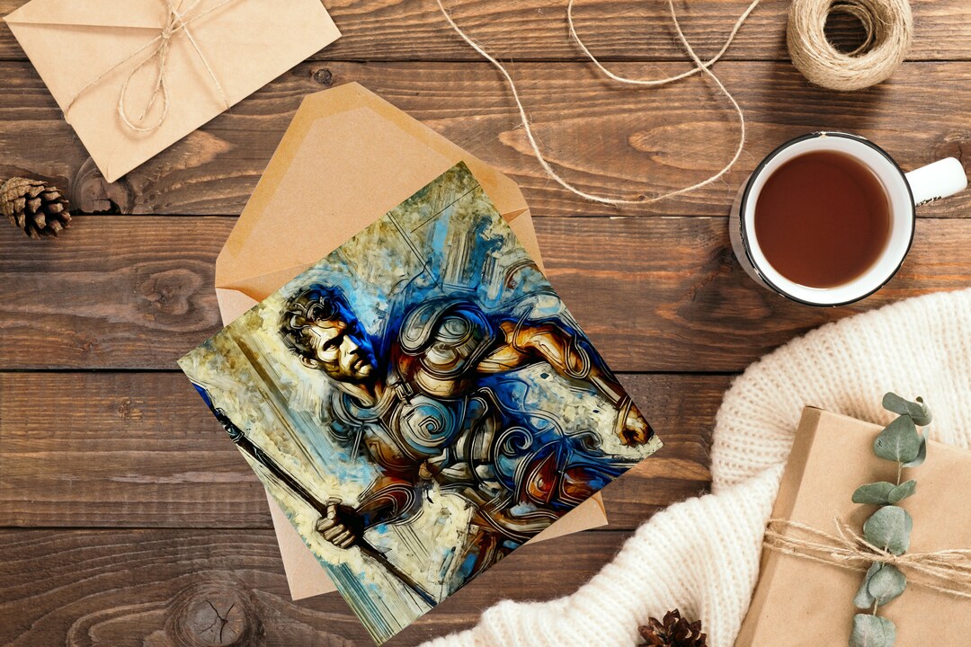 Aries Greek God of War Greeting Card Impressionist Abstract Art Blank ...