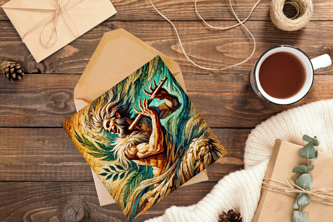 Pan Greek God of the Wild Greeting Card - Impressionist Abstract Art ...