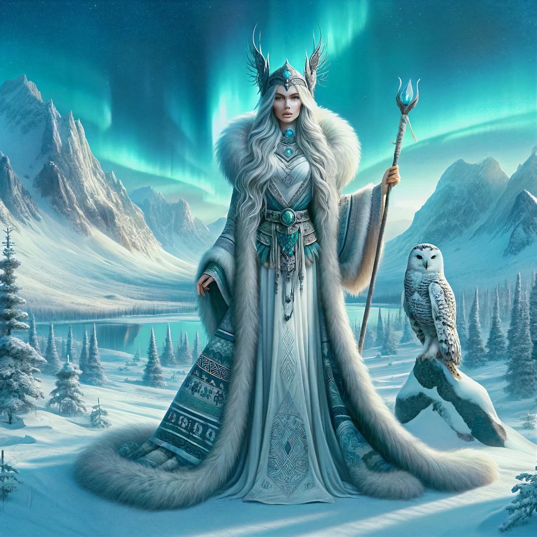 Skadi, Norse Goddess of Winter and Hunting, Digital Art Print, Wall Decor, Snowy Landscape ...