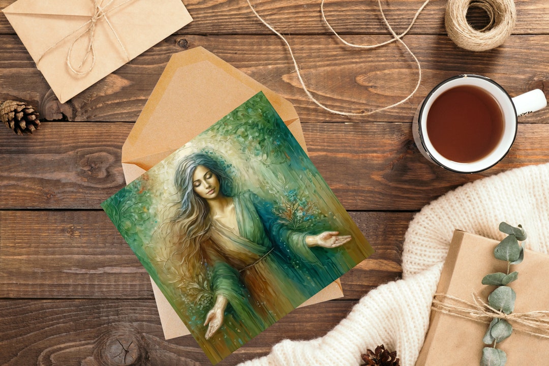 Gaia, Greek Goddess of the Earth , Impressionist Abstract Art Greeting Card Blank Inside, Ideal ...