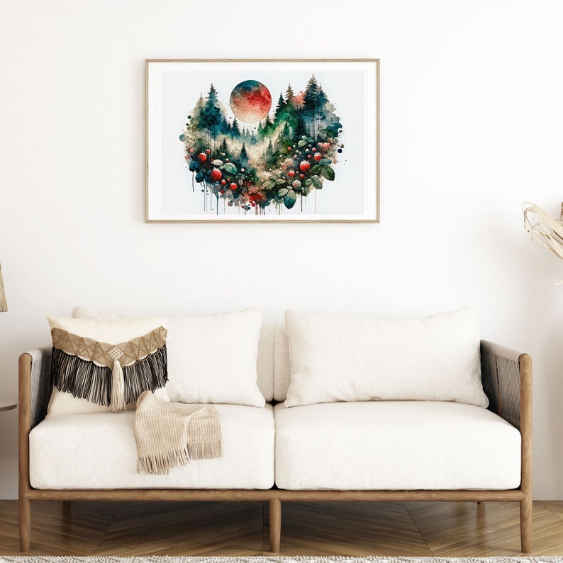 Full Moon Painting - Digital Download Print - Abstract Watercolour ...