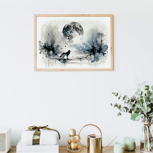 Full Moon Painting - Digital Download Print - Abstract Watercolour ...