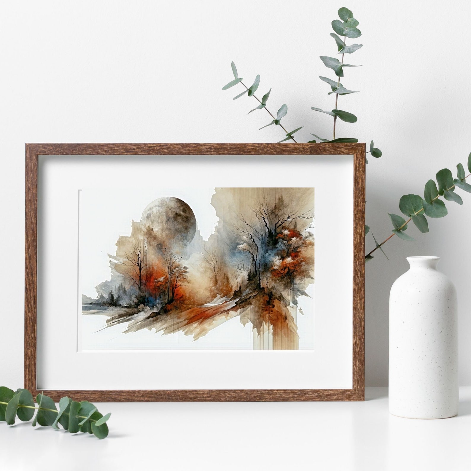 Full Moon Painting - Digital Download Print - Abstract Watercolour ...