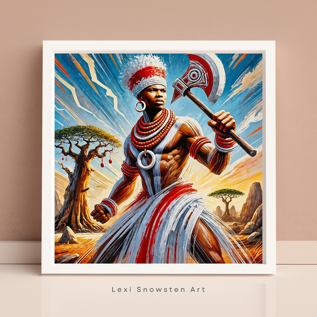 Shango, African Orisha God of Thunder, Fire, and Justice – Afrocentric Digital Art Print ...