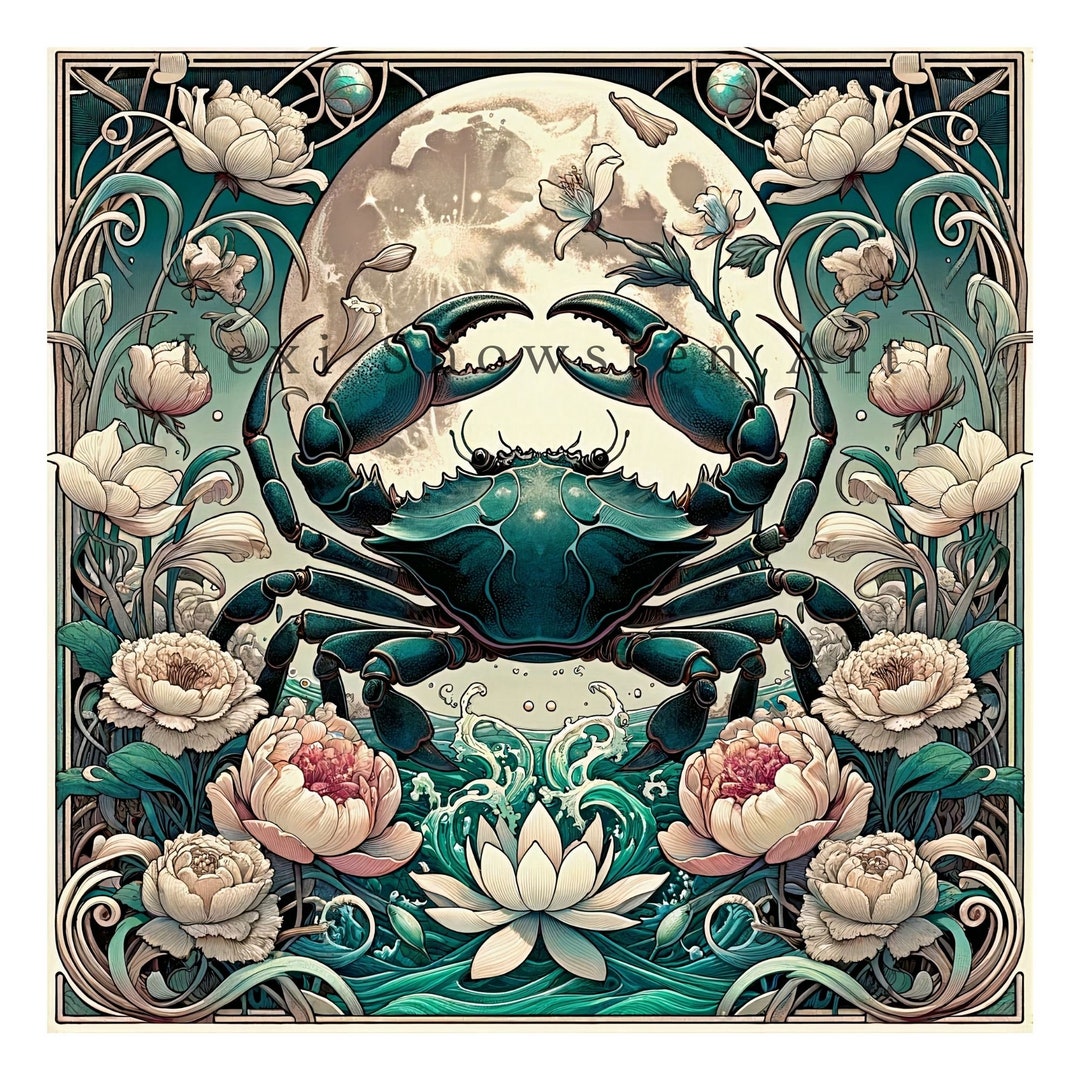 Zodiac Cancer Art, Digital File for Download - Vintage Poster in an ...