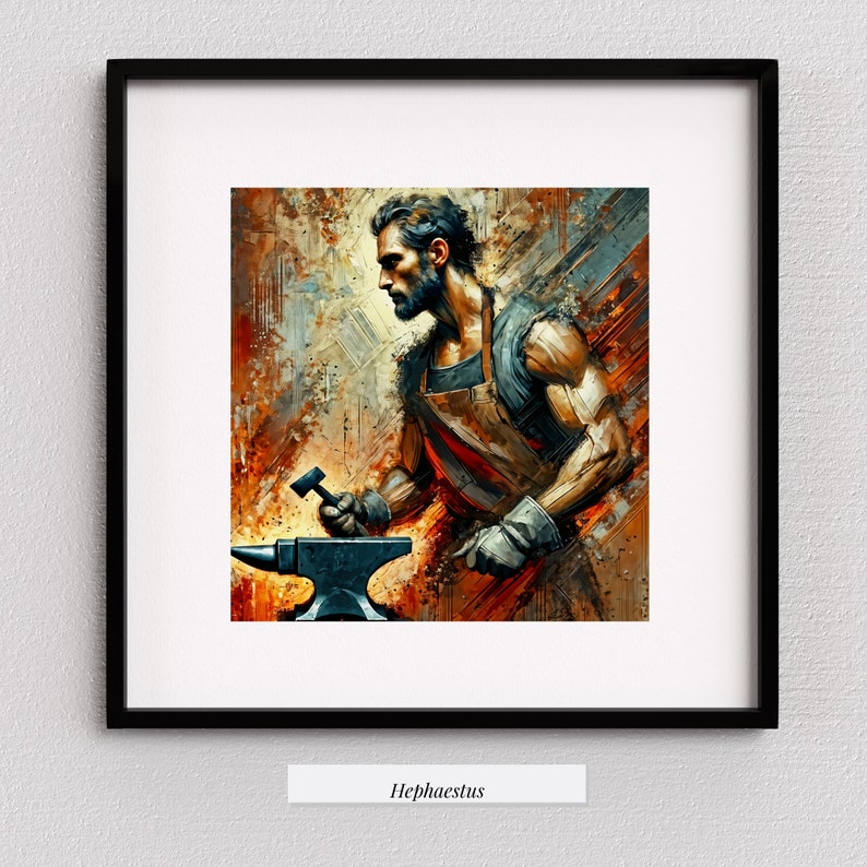 Hephaestus, Digital Art Print Greek God of Fire and Smithing Artwork in ...