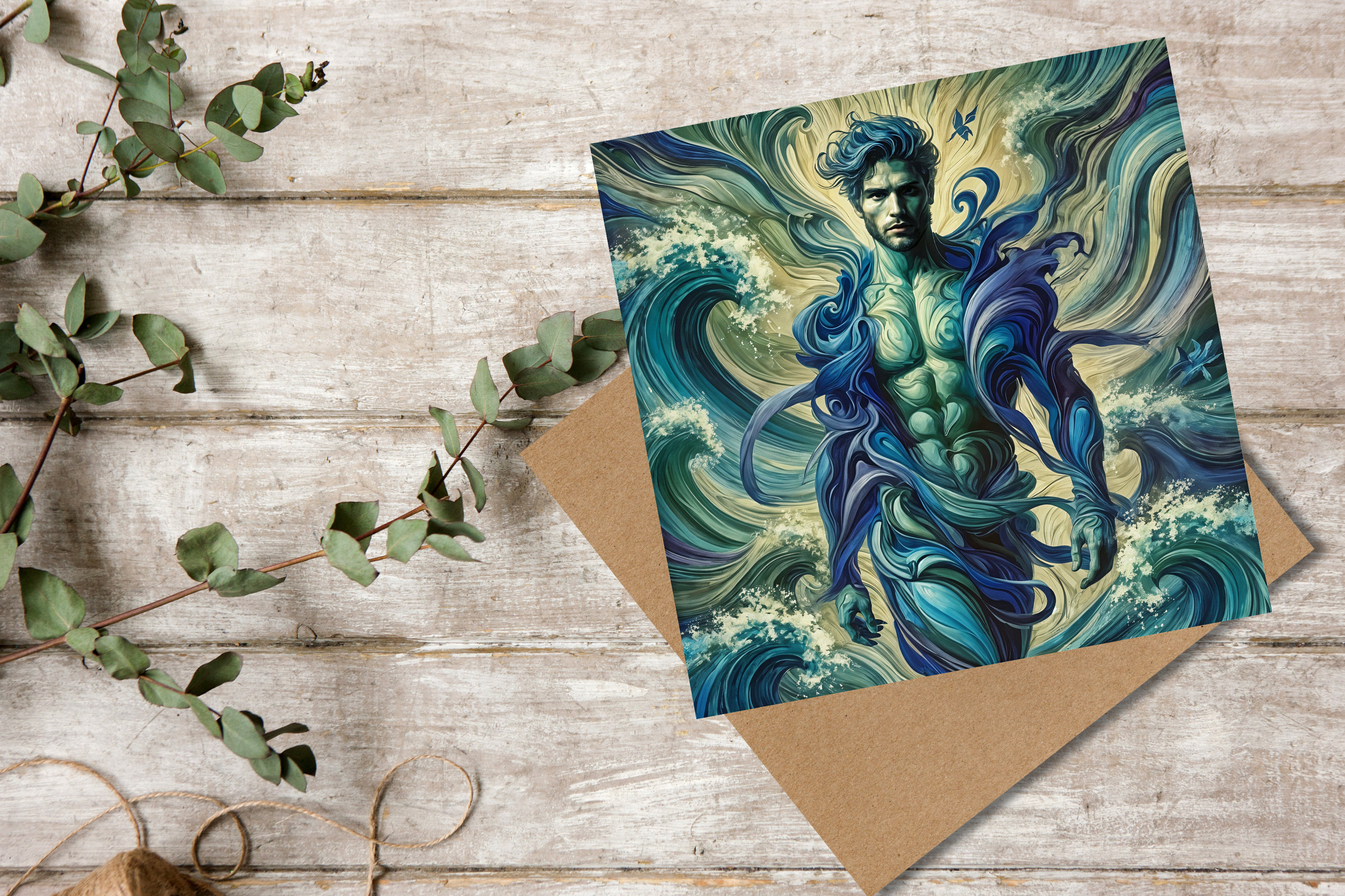 Poseidon Greek God of the Sea Greeting Card - Impressionist Abstract ...
