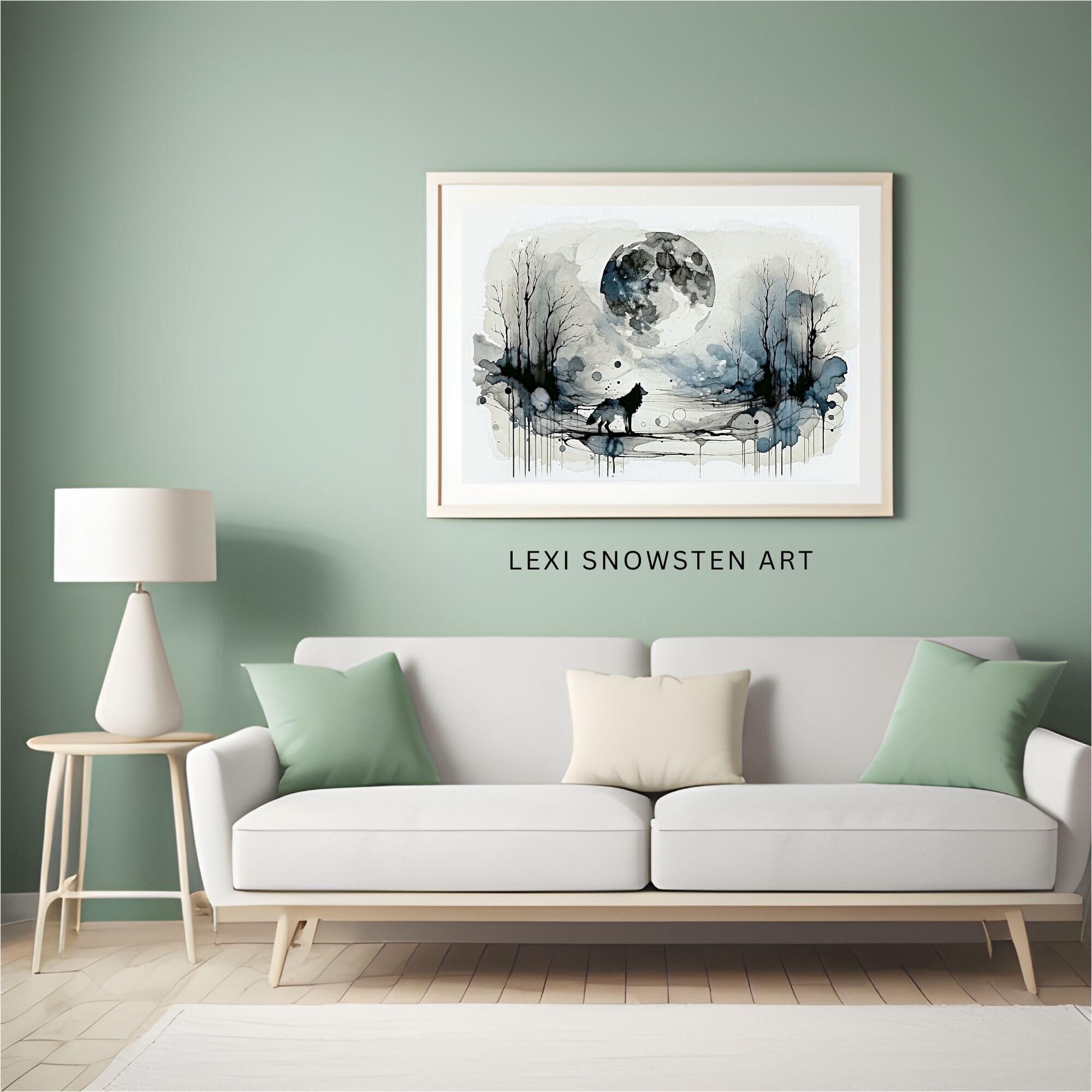 Full Moon Painting - Digital Download Print - Abstract Watercolour ...