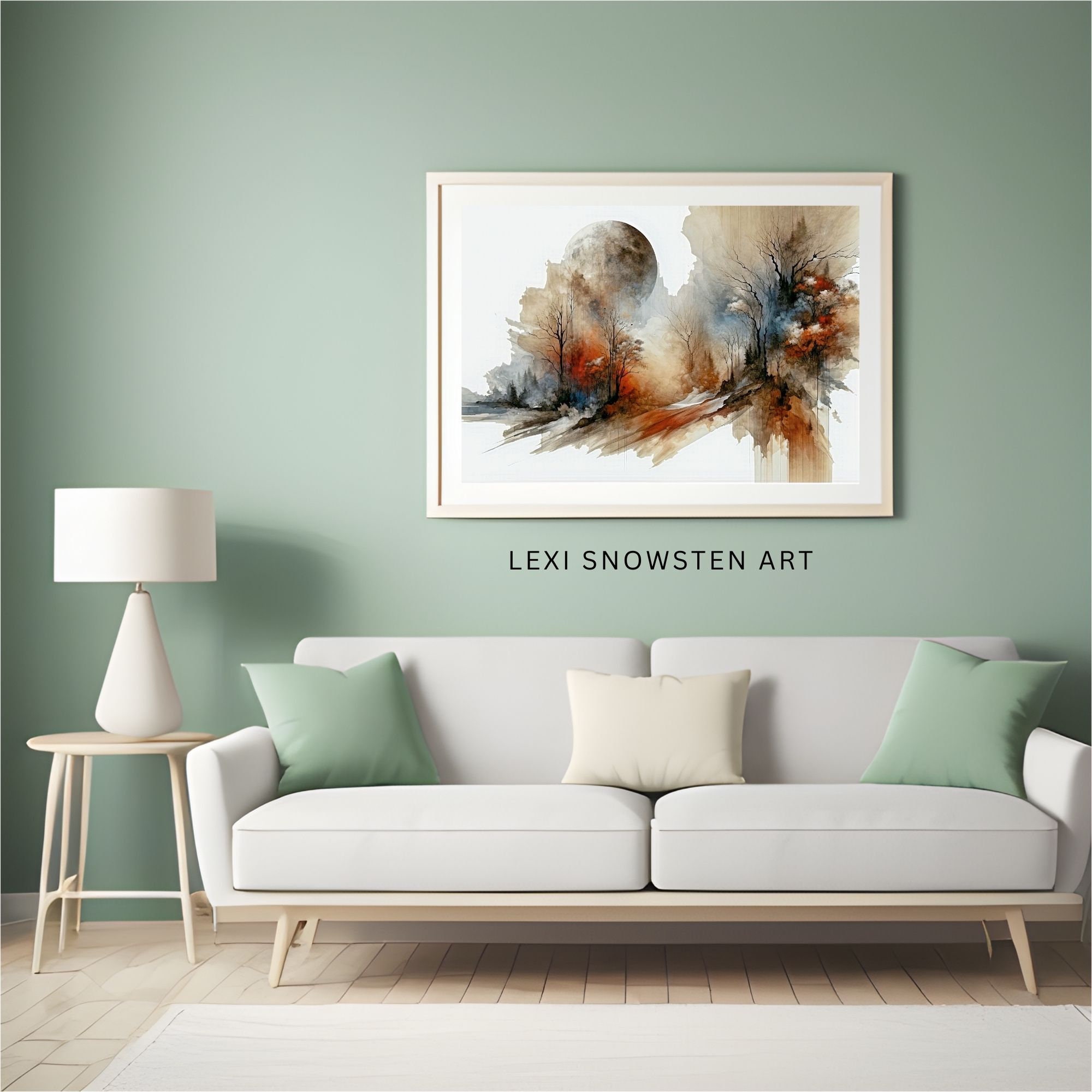 Full Moon Painting - Digital Download Print - Abstract Watercolour ...