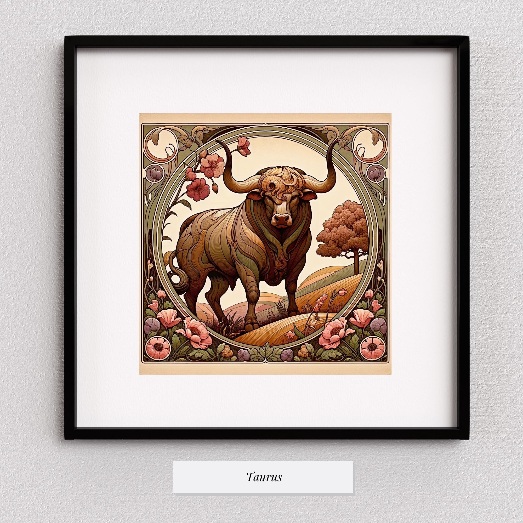 Zodiac Taurus Art, Digital File for Download - Vintage Poster in an ...